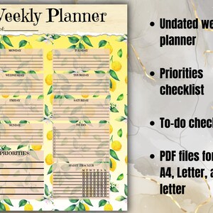 Cottagecore Lemon Stationary Planner Printable Journal Pages, Undated ...