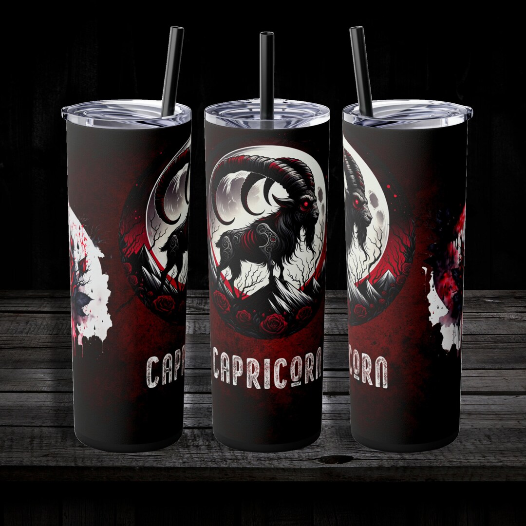 Capricorn 20oz. Zodiac Tumbler With Straw, Gothic Horoscope Tattoo ...