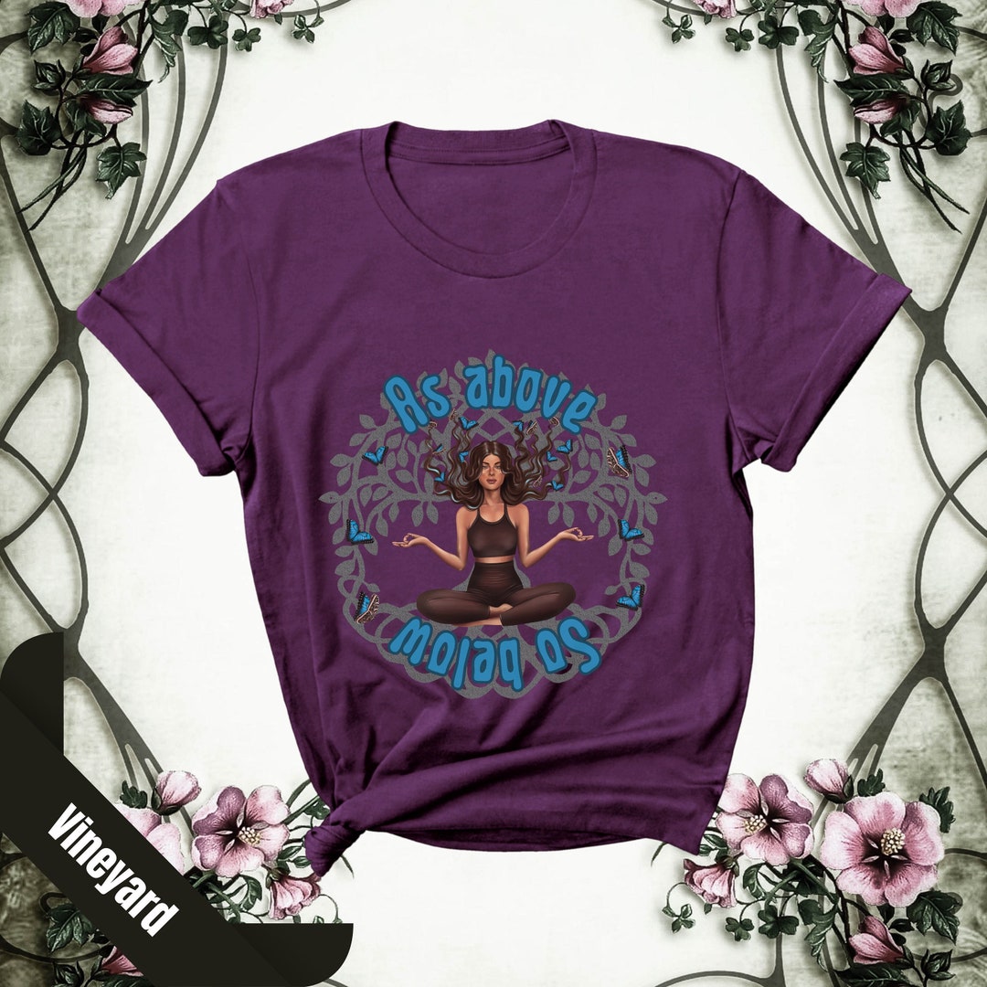 Cottagecore Yoga Print Shirt, Spiritual T Shirt, Witchy Print Tree of ...