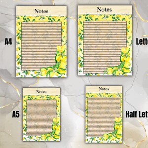 Cottagecore Lemon Stationary Planner Printable Journal Pages, Undated ...