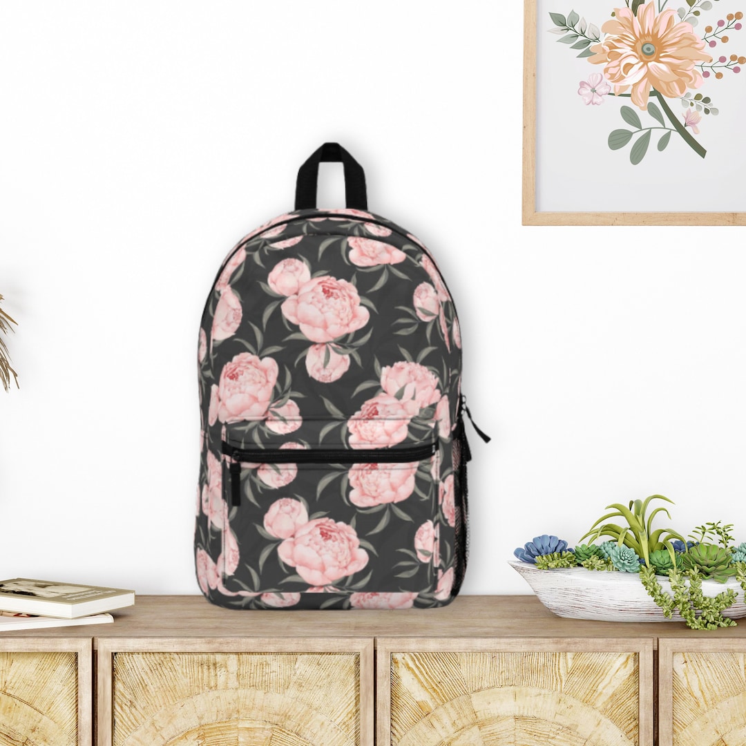 Boho Floral Peony Backpack, Personalized Name Girls Back to School ...