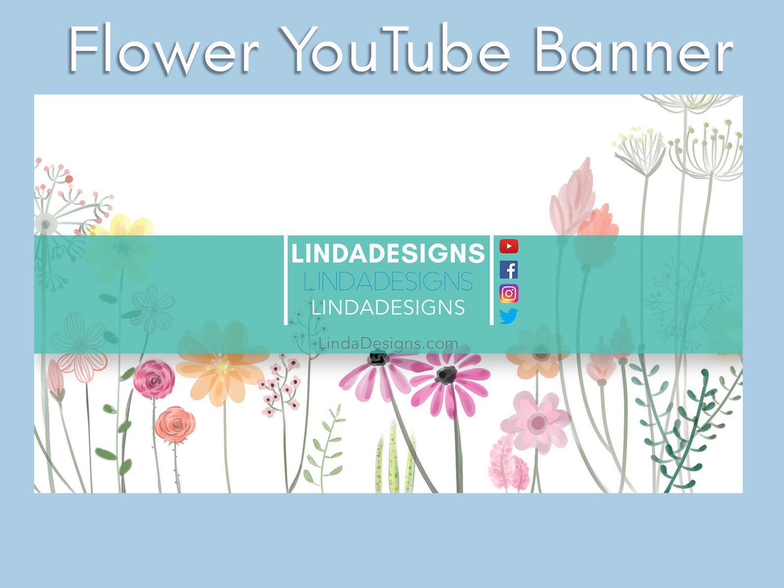 Youtube Banner Template Flower Design Banner Floral Banner - Etsy