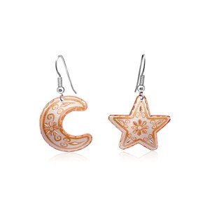 Artisan Handcrafted Moon and Star Earrings for Women, Mismatched ...