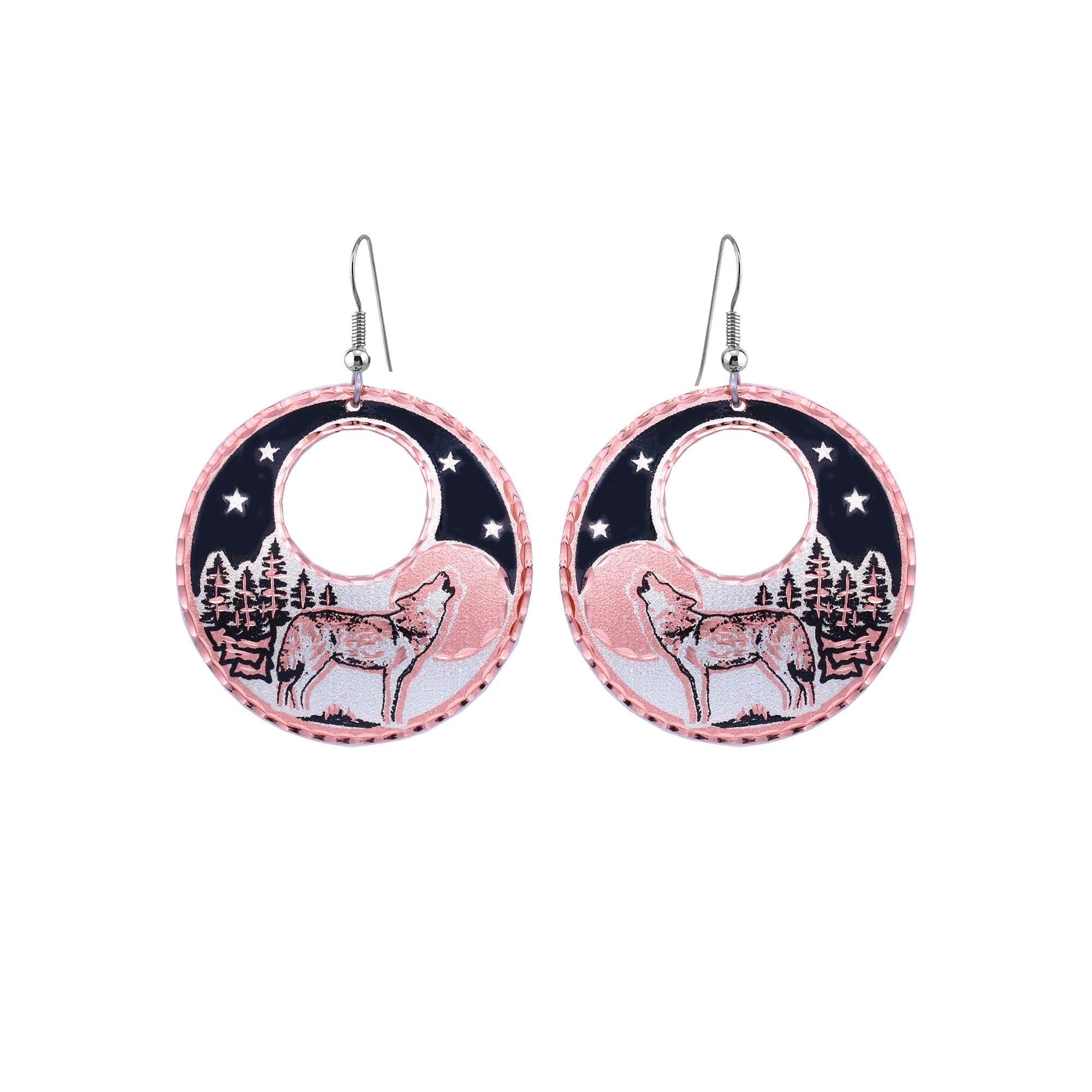 Artisan Handcrafted Copper Howling Wolf Earrings Hoop Gorgeous - Etsy