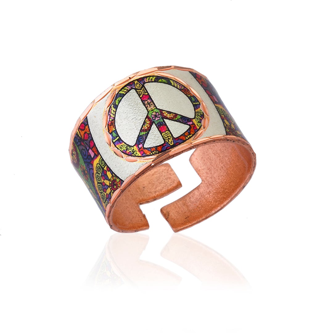 Peace Sign Rings Artisan Copper Peace Symbol Rings. Unique Peace Symbol ...