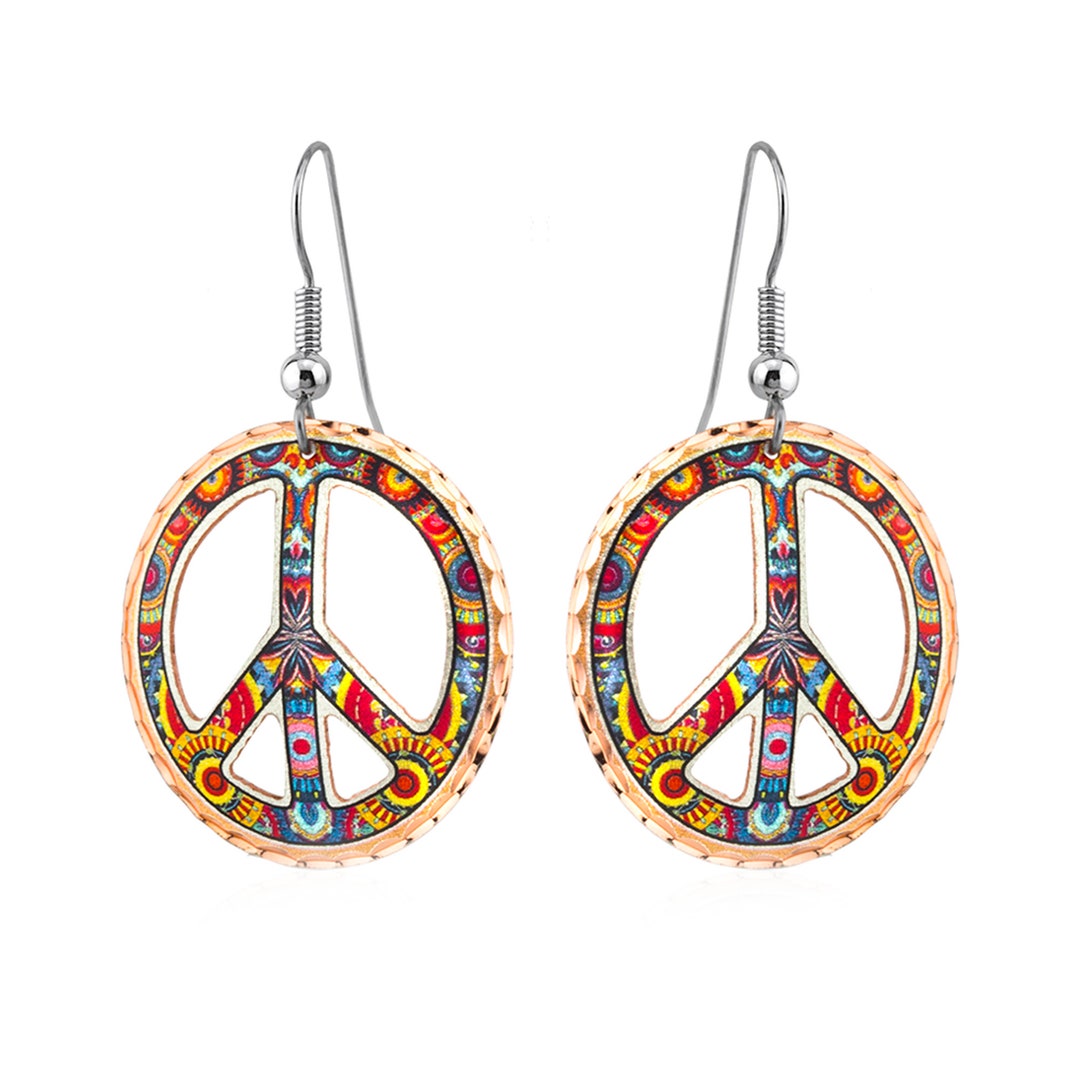 Beautiful Artisan Copper Peace Earrings Hoop Peace of Mind Jewellery ...