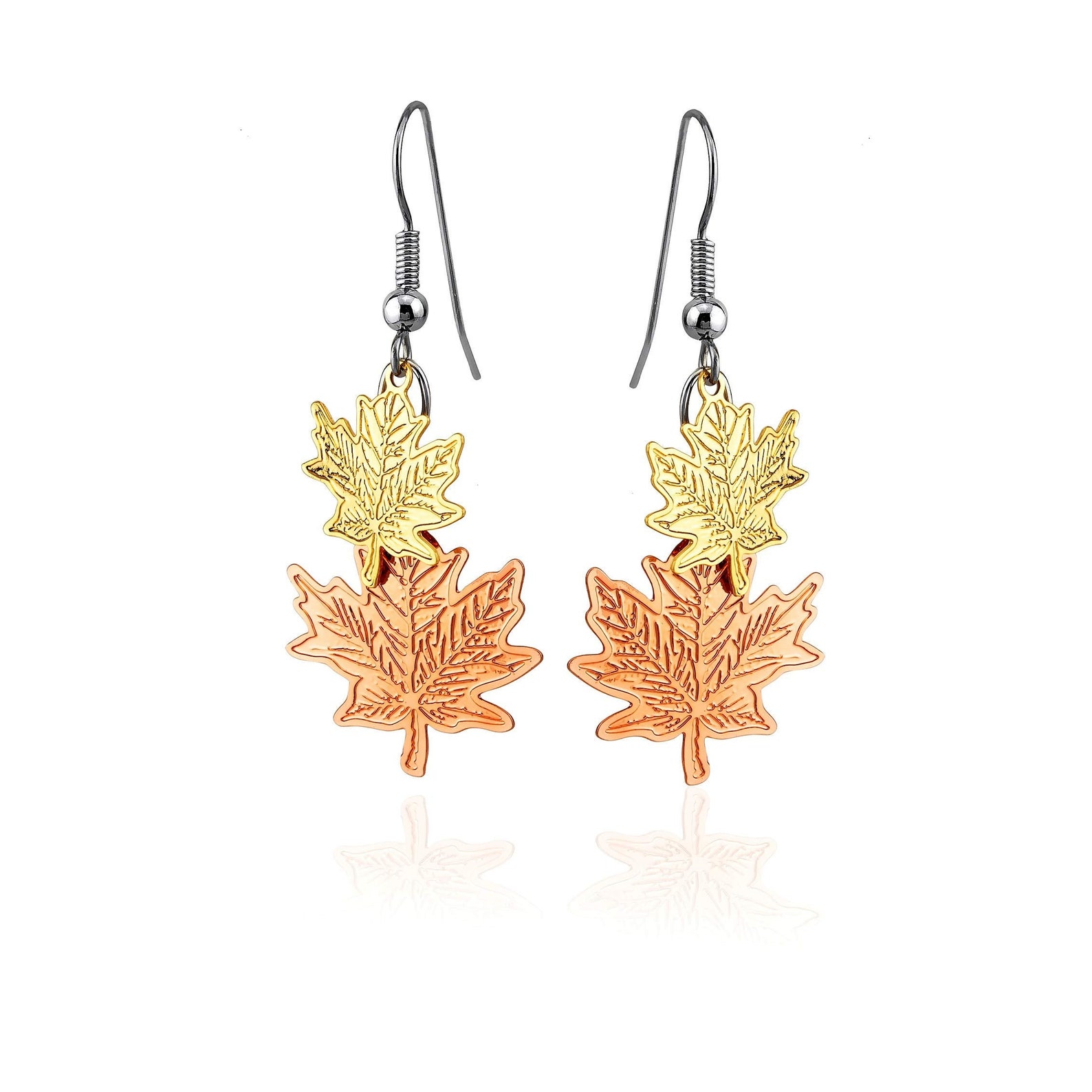 FRONT LINE JEWELRY Artisan-crafted Maple Leaf Earrings for Women. Two ...