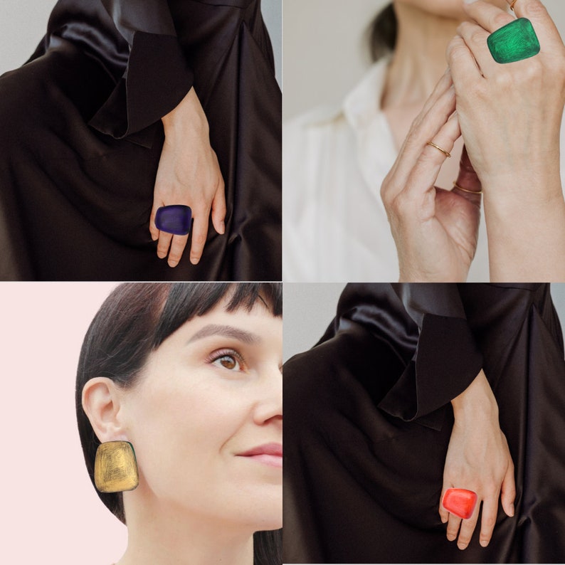 Colourful Statement Rings Artsy Statement Rings Artistic - Etsy UK