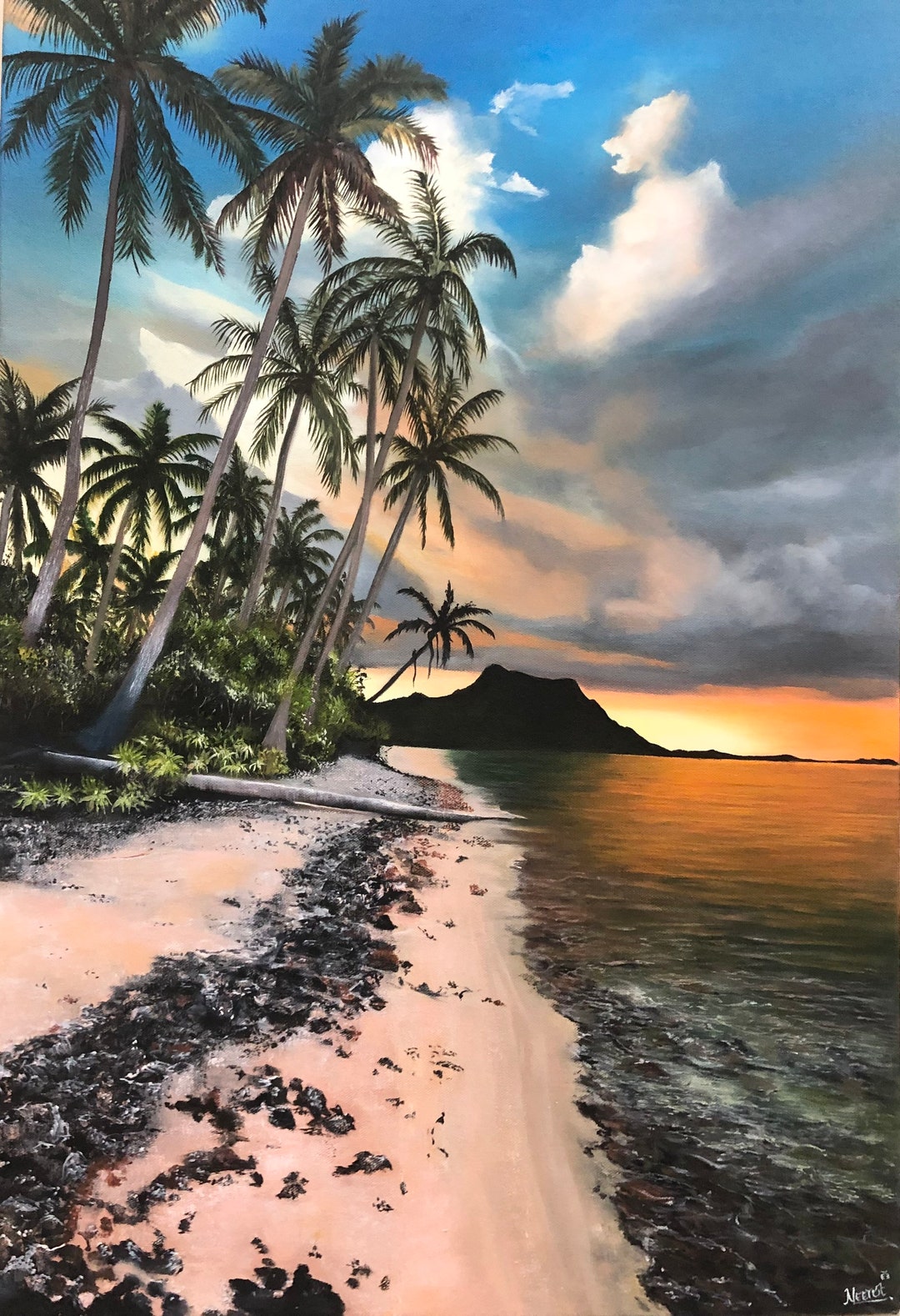 Sea Oil Painting by Neetu Vishwakarma Large Sea Painting Original Beach ...