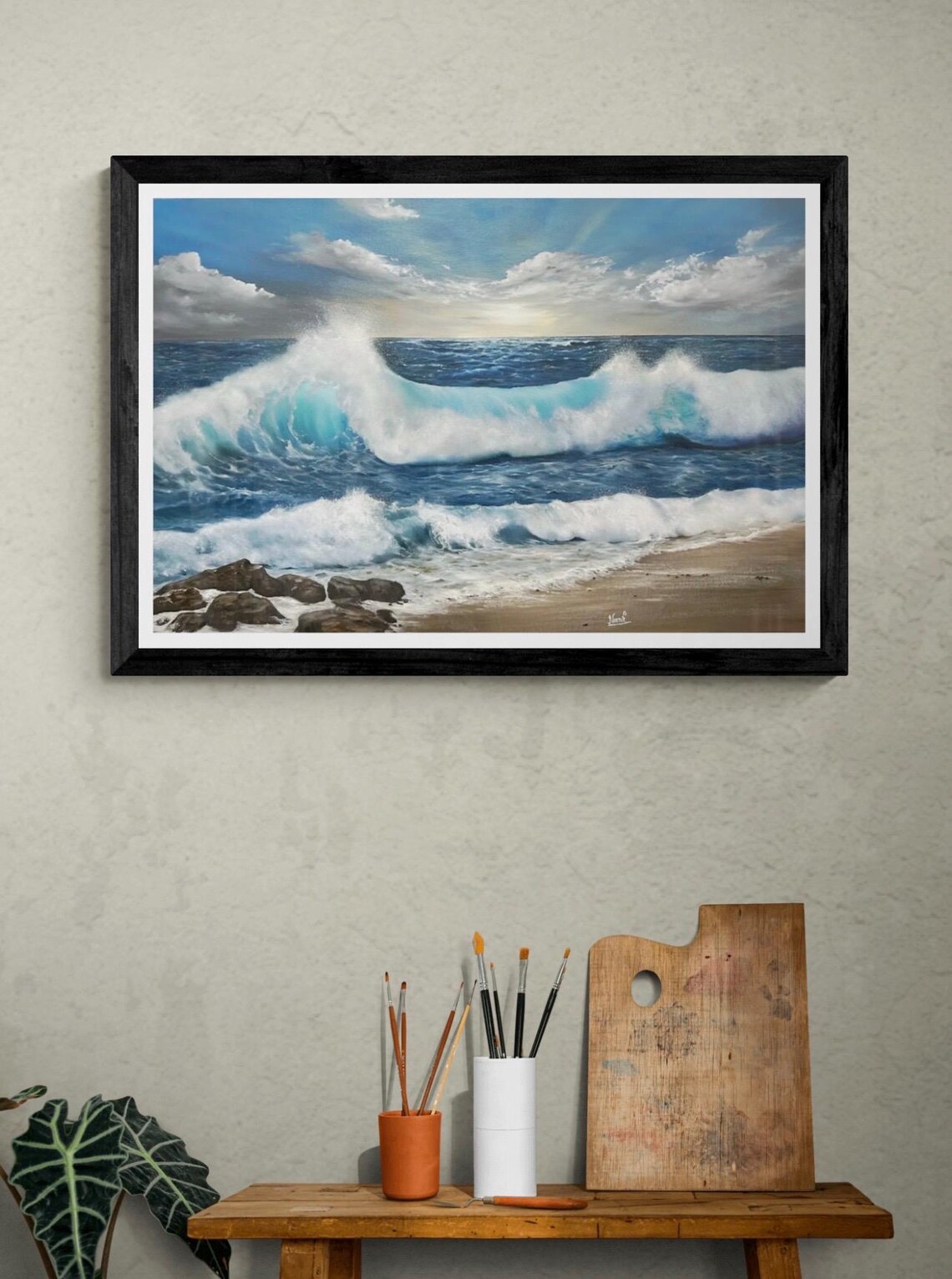 Ocean Sea Oil Painting by Neetu Vishwakarma Large Seascape Original ...
