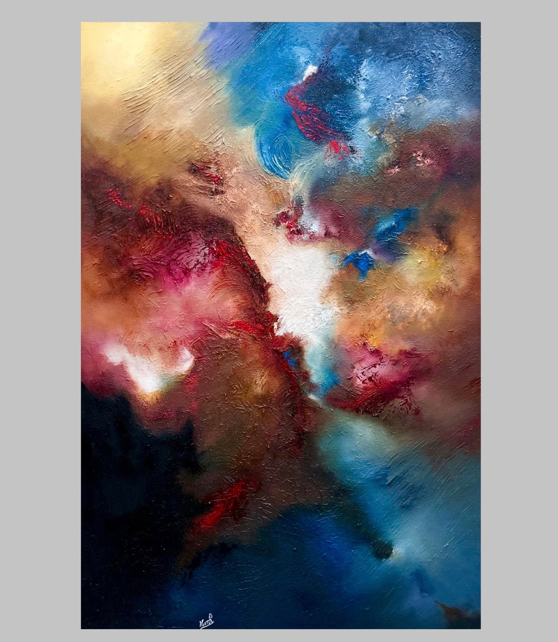 Textured Abstract Oil Painting: Modern Multicolor Wall Art (24x36) - Etsy
