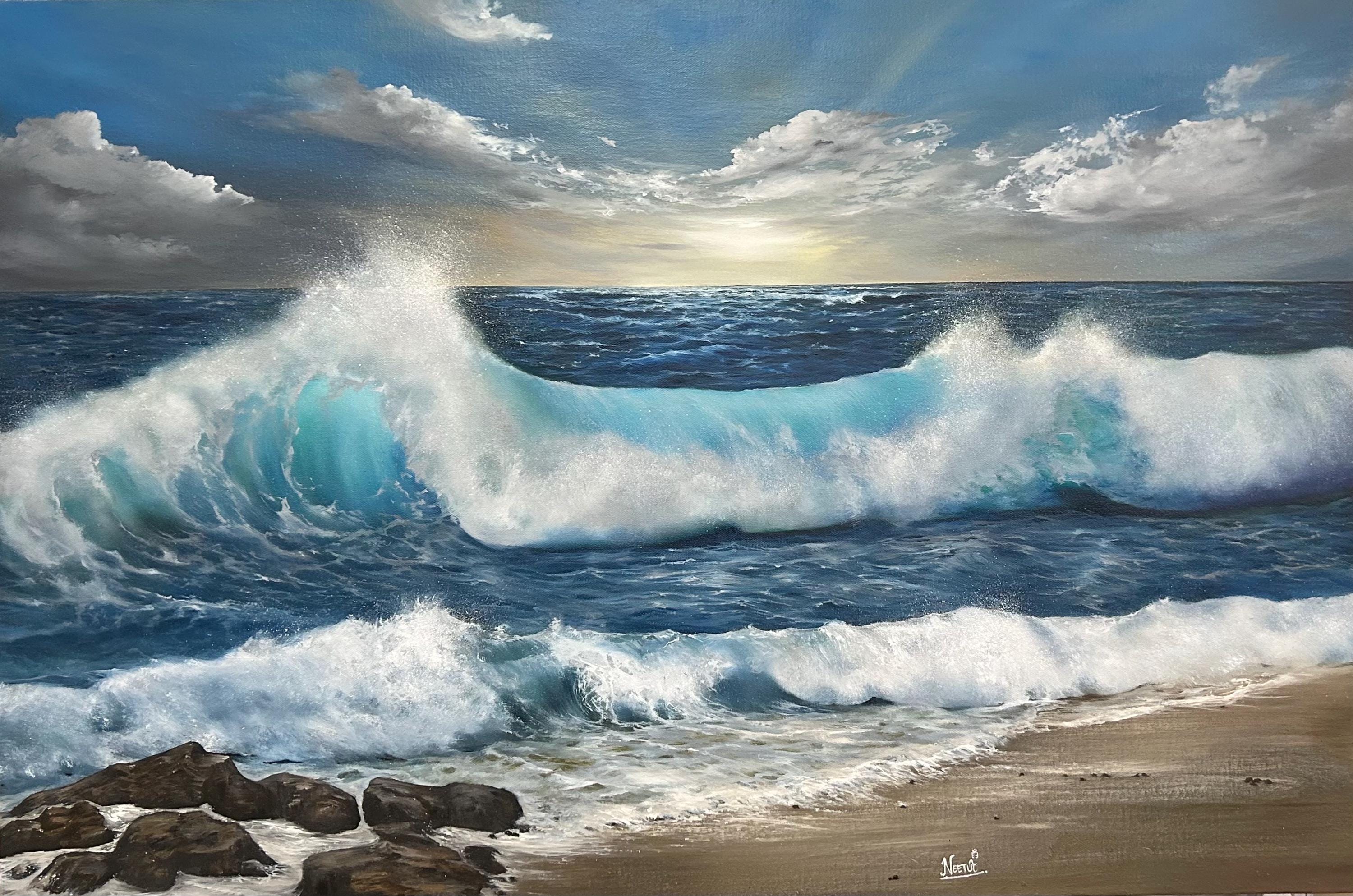 Ocean Sea Oil Painting by Neetu Vishwakarma Large Seascape Original ...
