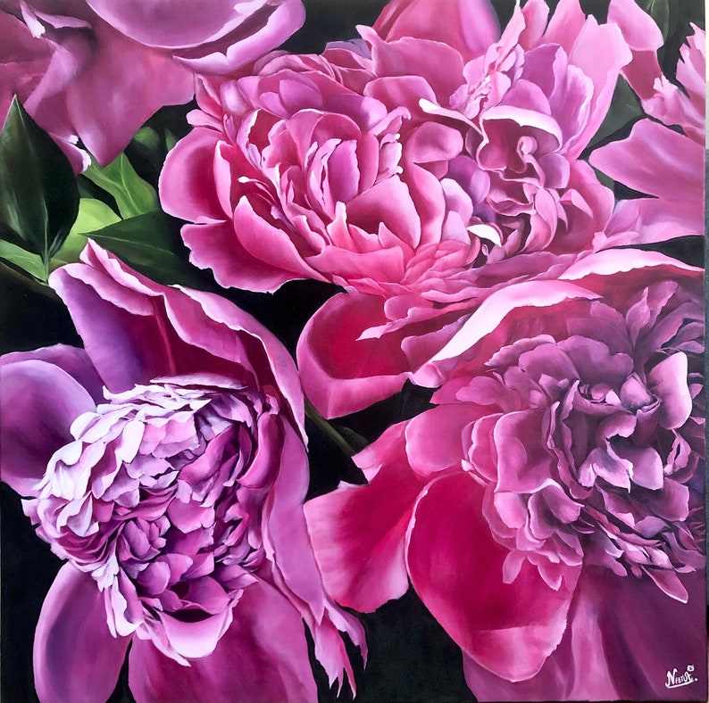 Joyous Peonies Oil Painting on Canvas Original Peony Oil Painting ...