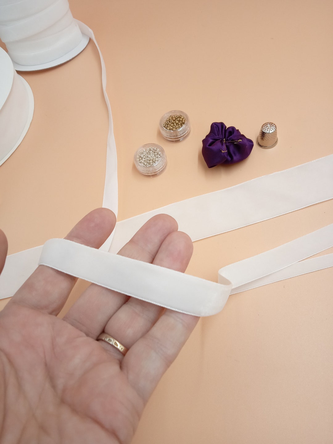 White Velvet Ribbon/silk Velvet Ribbon/wedding Decor/vintage Ribbon ...