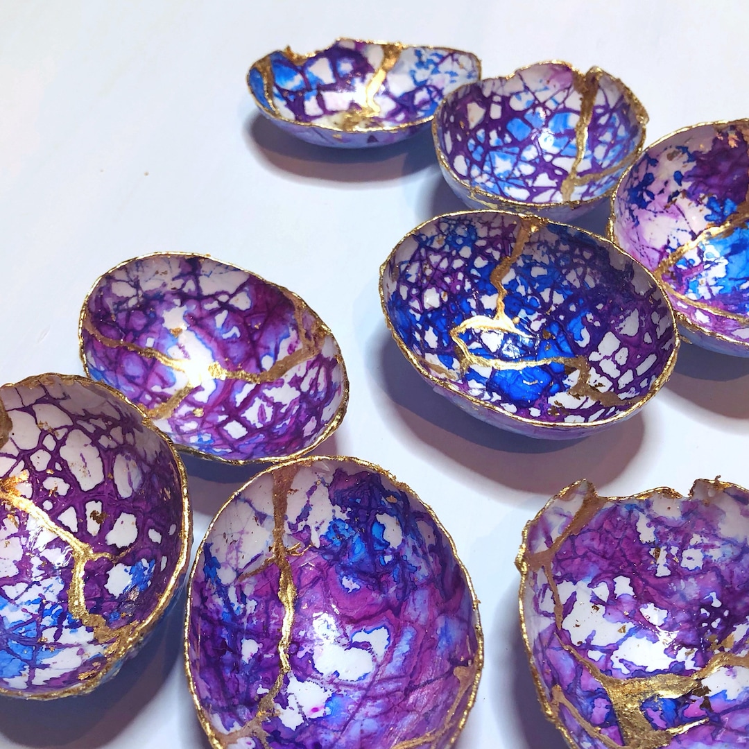 Kintsugi Egg - Storm Colors (blues and Violets) Gift of Encouragement ...