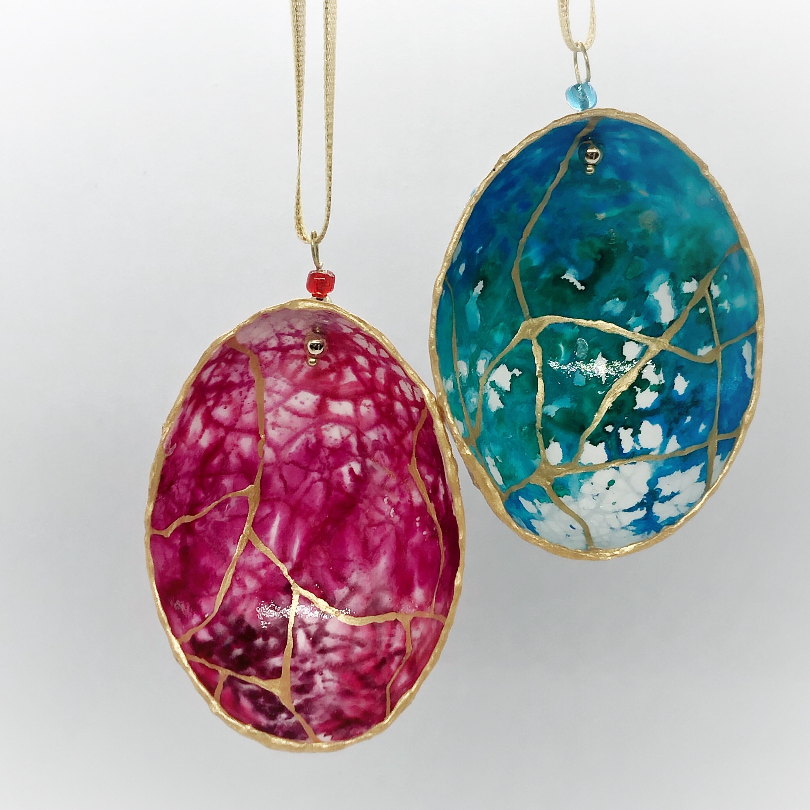 Hanging Kintsugi Egg Ornament Gift of Encouragement Love - Etsy