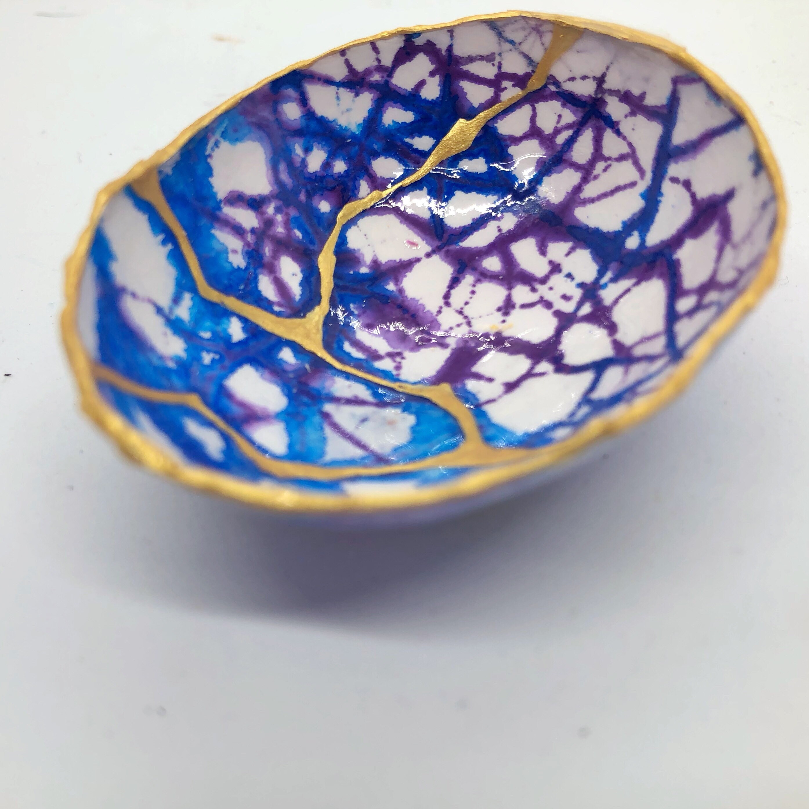 Kintsugi Egg Storm Colors blues and Violets Gift of - Etsy