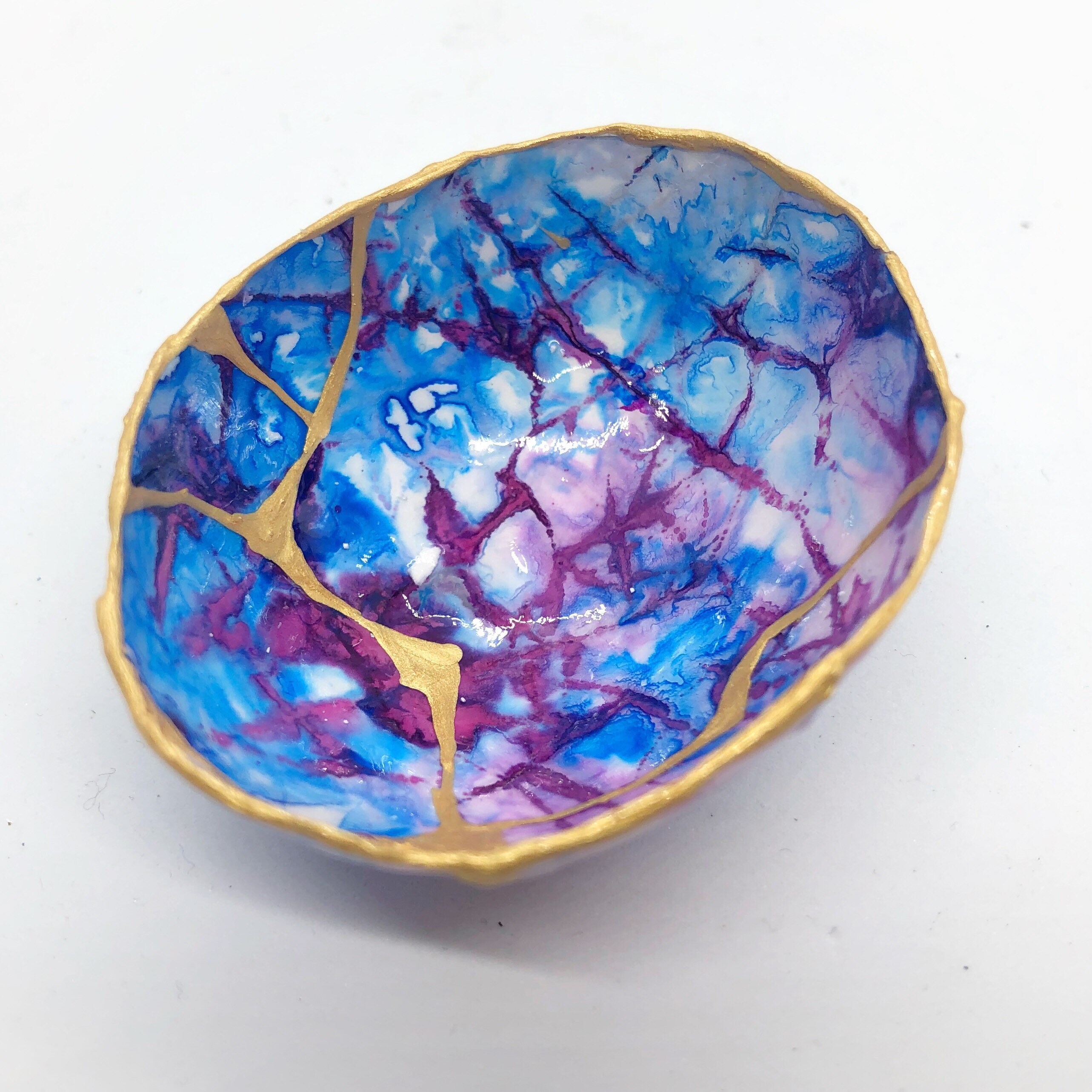 Kintsugi Egg Storm Colors Blues and Violets gift of | Etsy