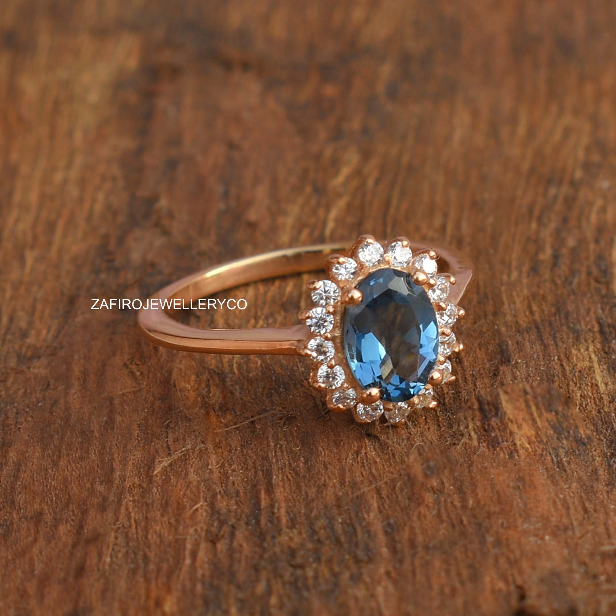 Oval Shape Ring London Blue Topaz Engagement Ring Silver - Etsy