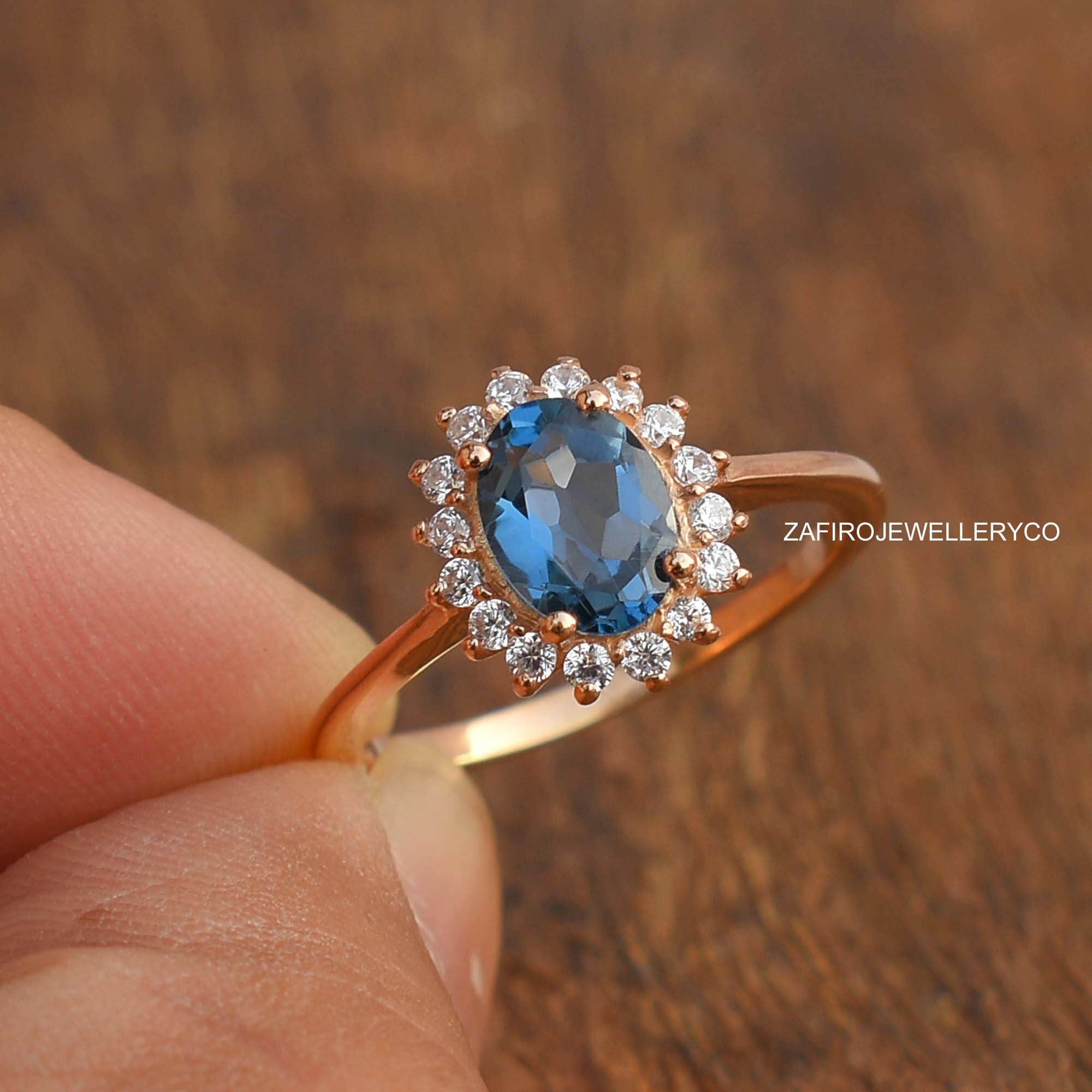 Oval Shape Ring London Blue Topaz Engagement Ring Silver - Etsy