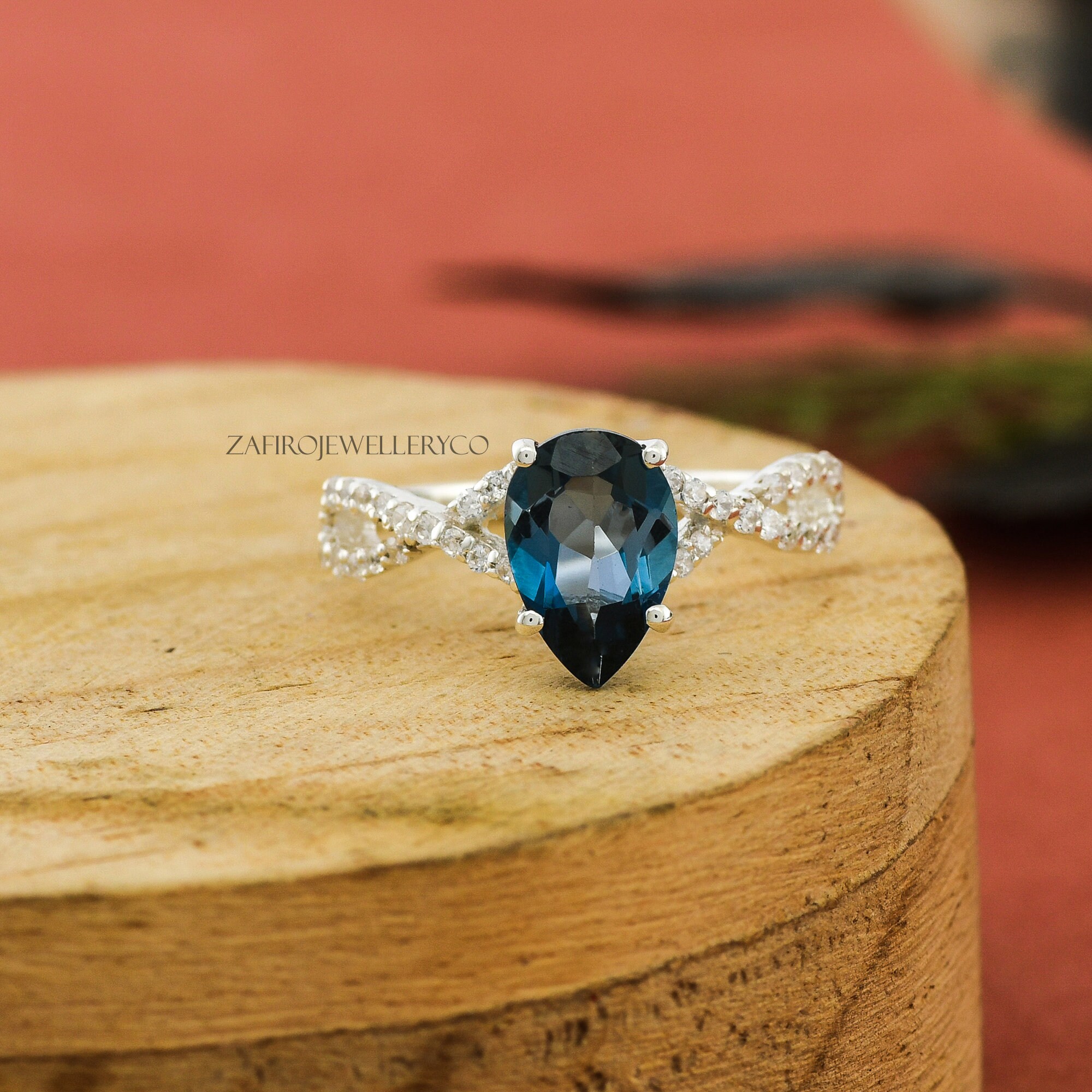 London Blue Topaz Ring Pear Shape Ring Engagement Ring | Etsy