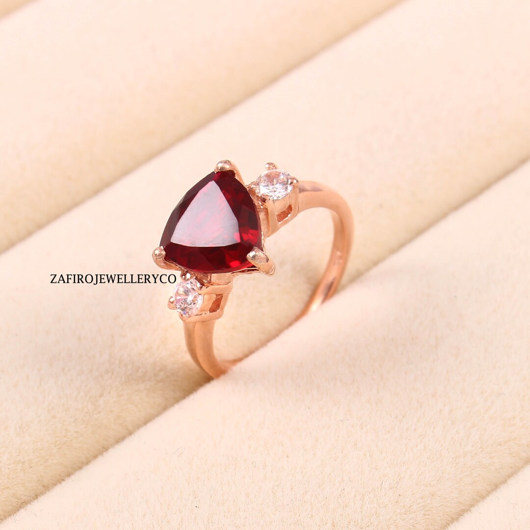 Ruby Ring Trilliant Cut Ring Wedding Ring Promise Ring - Etsy