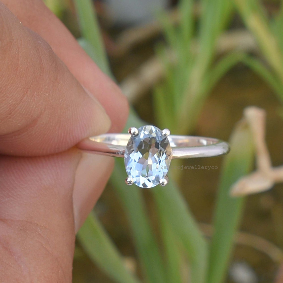 Aquamarine Ring 925 Sterling Silver Engagement Ring Natural - Etsy