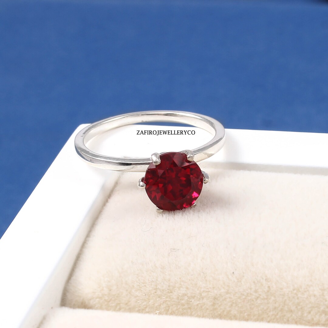 Bague solitaire en rubis faite main : pierre de naissance de juillet en ...