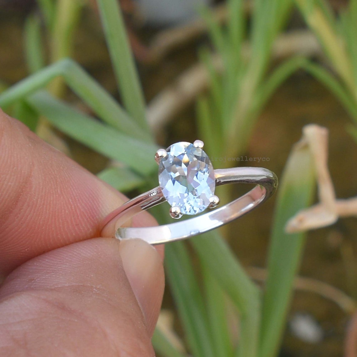 Aquamarine Ring 925 Sterling Silver Engagement Ring Natural - Etsy