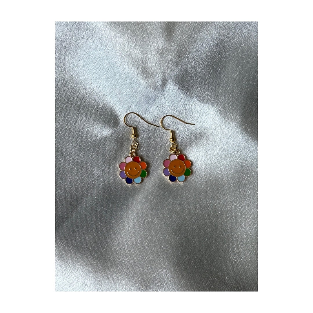 Rainbow Smiley Dangling Earrings,pride Jewelry, Takashi Murakami ...