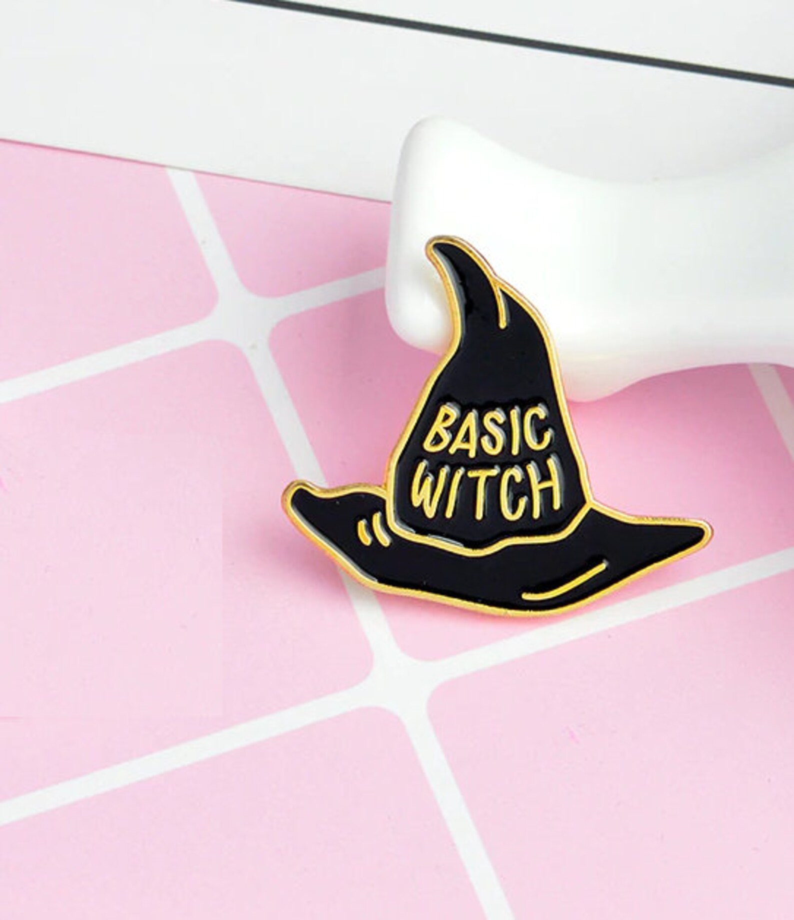 Basic Witch hat Enamel pin Witch Enamel pin Crystal | Etsy