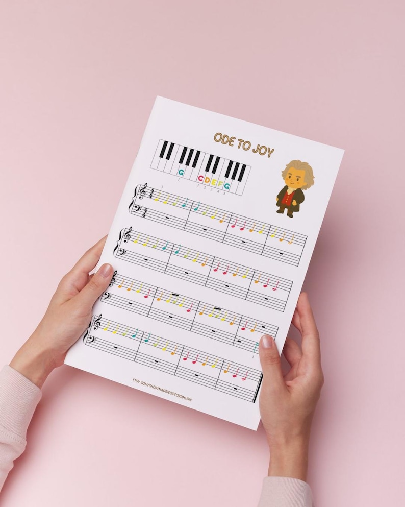 Ode to Joy - Easy Piano Sheet Music - Color Coded (digital PDF Download ...