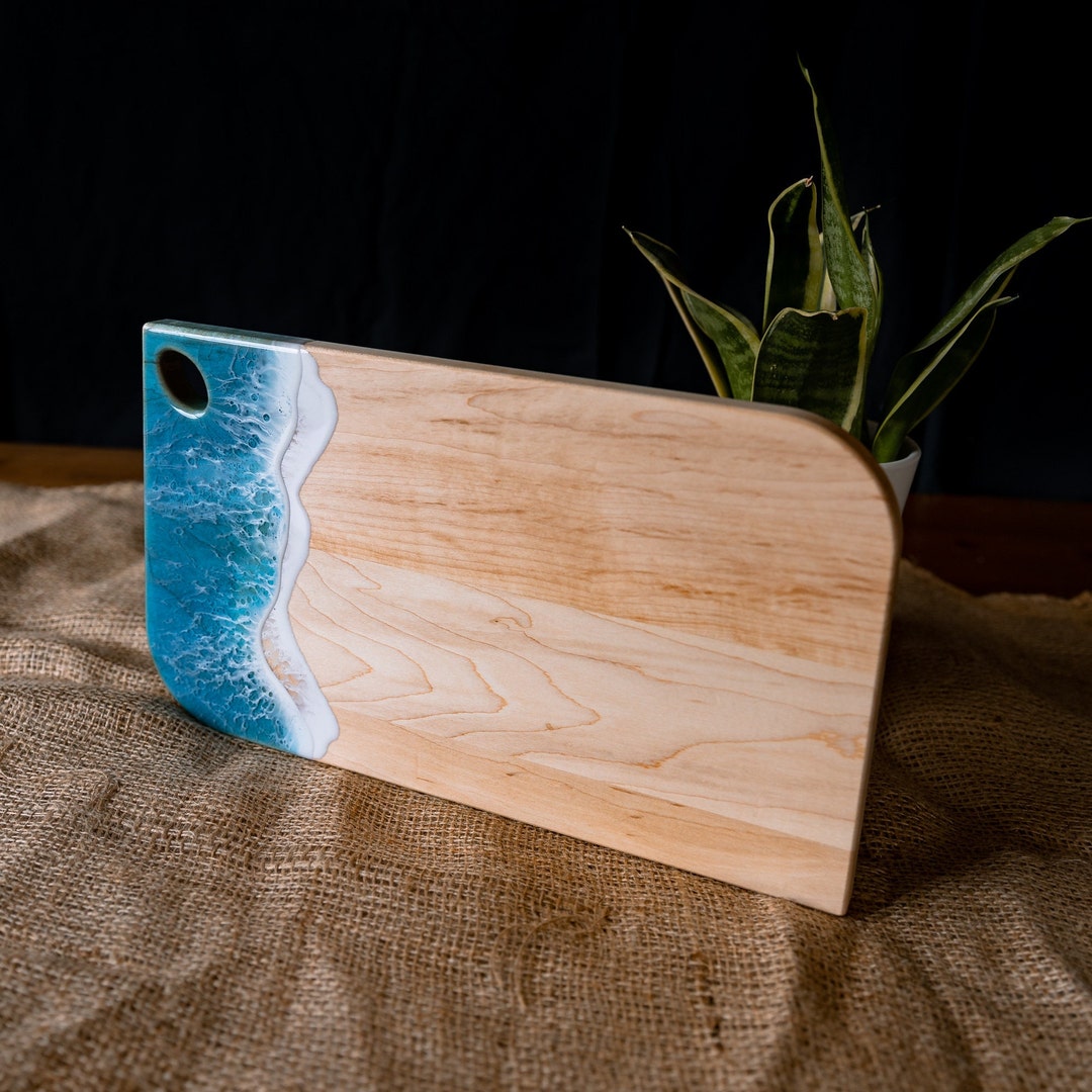 Resin Ocean Charcuterie Board. Maple Ocean Wave Cheese Board 14x8 ...