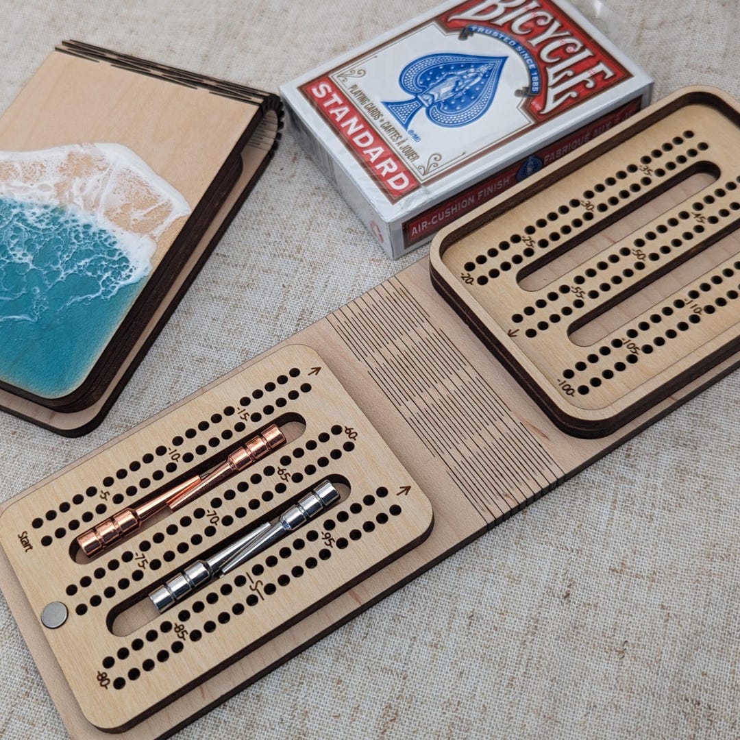 Pocket Sized Travel Cribbage Board - Mini Crib Game With Full Crib 2 ...