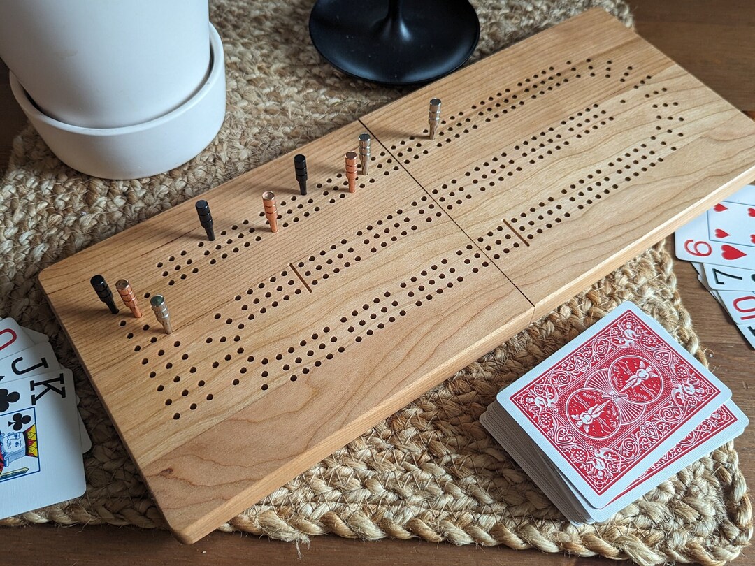 Travel Portable Cribbage Board 3 Player Canadian Cherry. Foldable ...