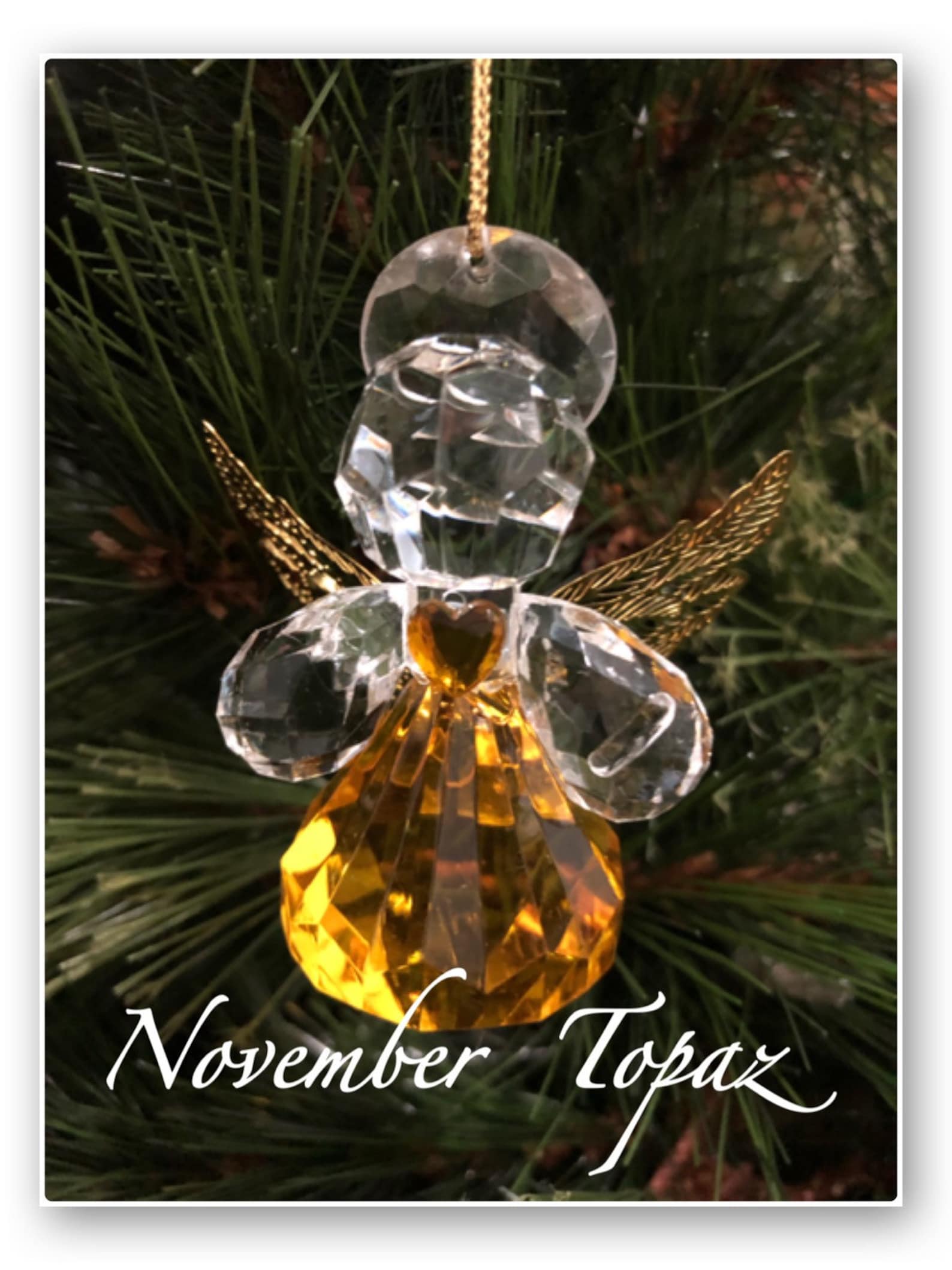 Acrylic Birthstone Angel Ornaments With Diamond Christmas | Etsy