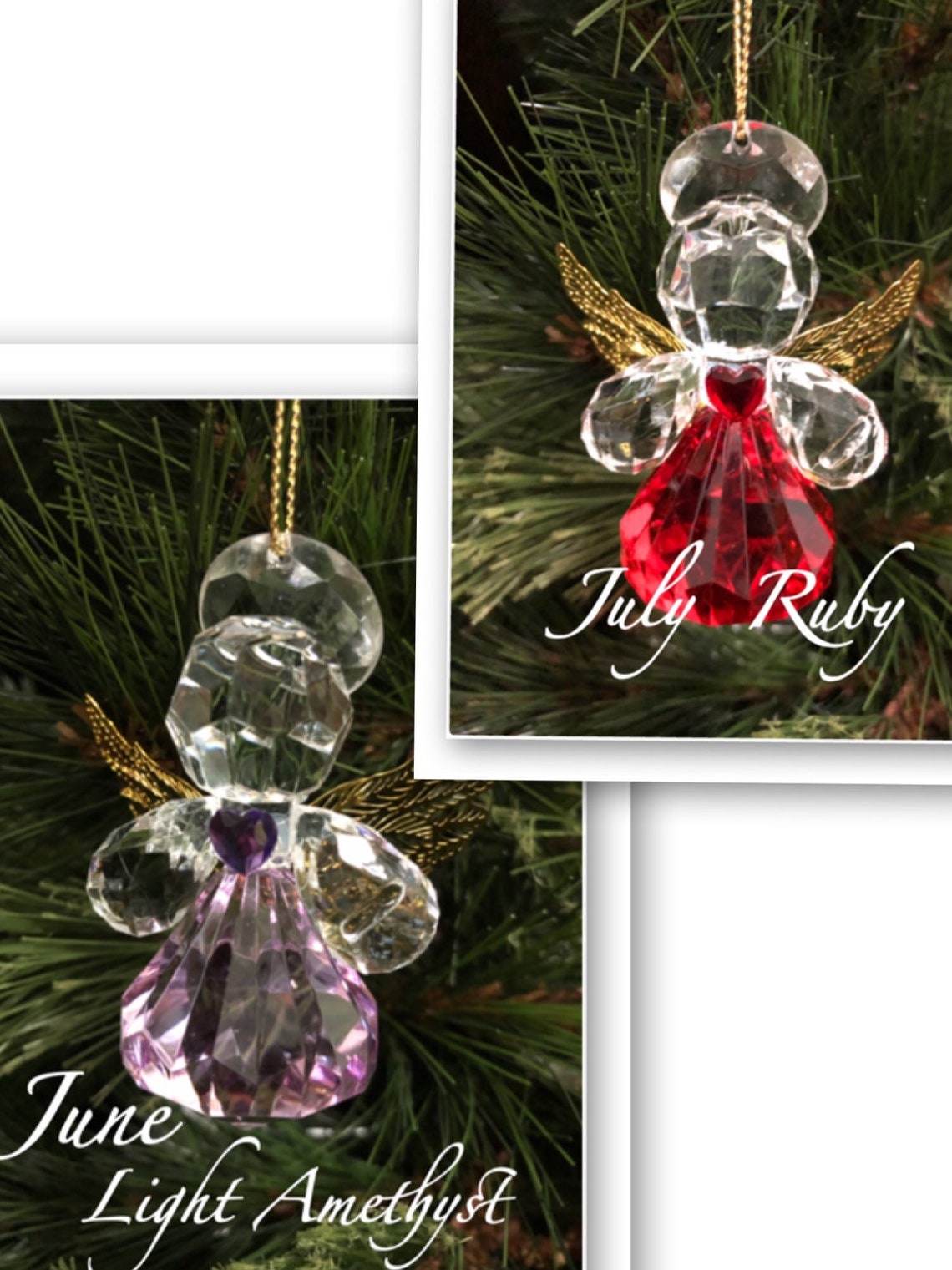 Acrylic Birthstone Angel Ornaments With Diamond Christmas | Etsy