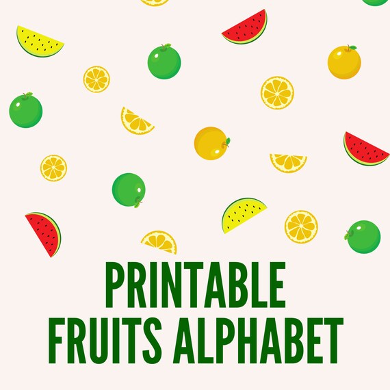 Fruits Alphabet Printable Flash Card Fruits ABC Fruits | Etsy