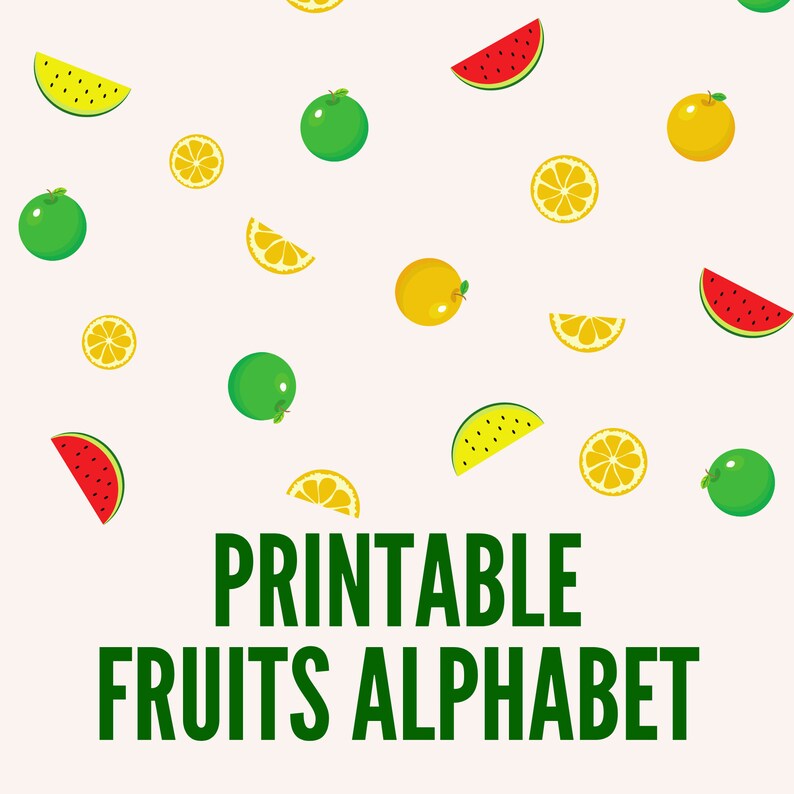 Fruits Alphabet Printable Flash Card Fruits ABC Fruits - Etsy