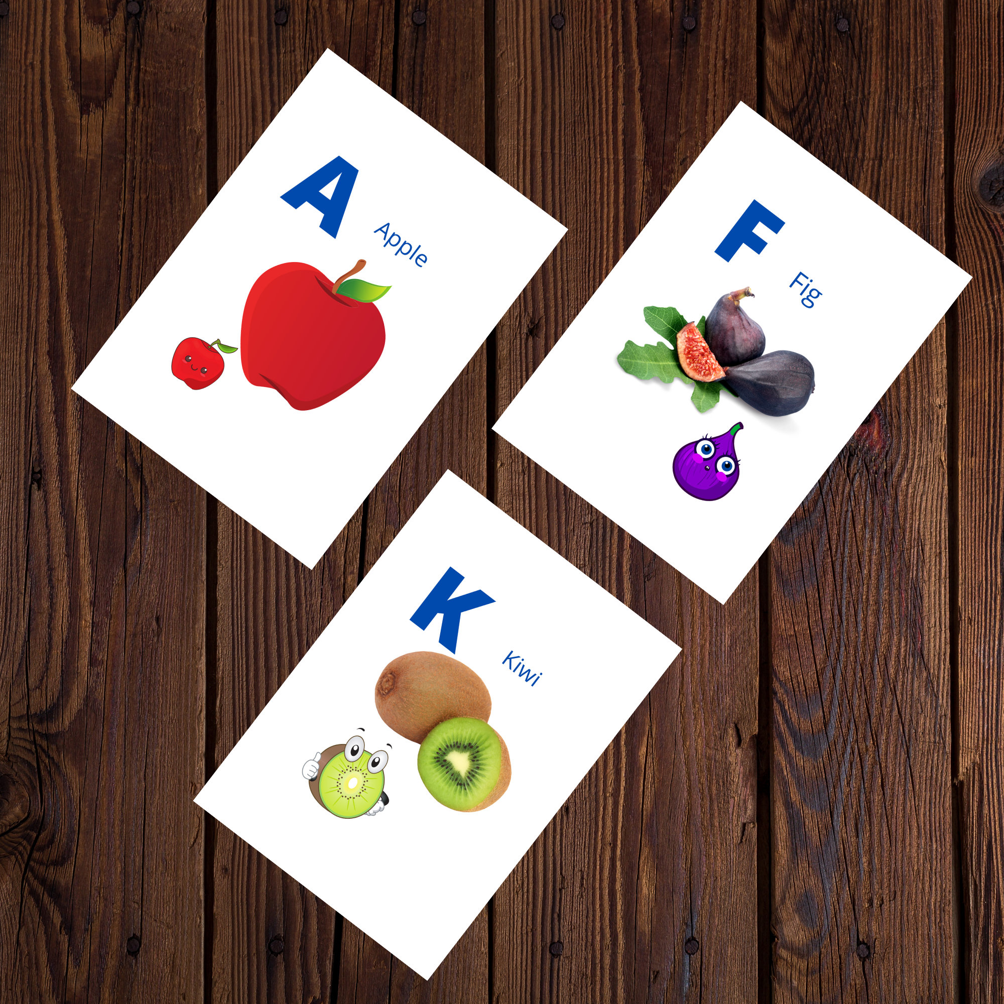 Fruits Alphabet Printable Flash Card Fruits ABC Fruits - Etsy