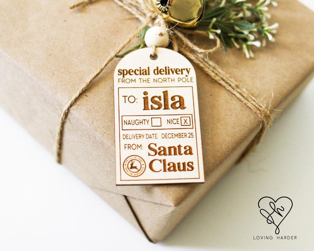Santa Gift Tags Santa Special Delivery Gift Tags Wood Santa - Etsy