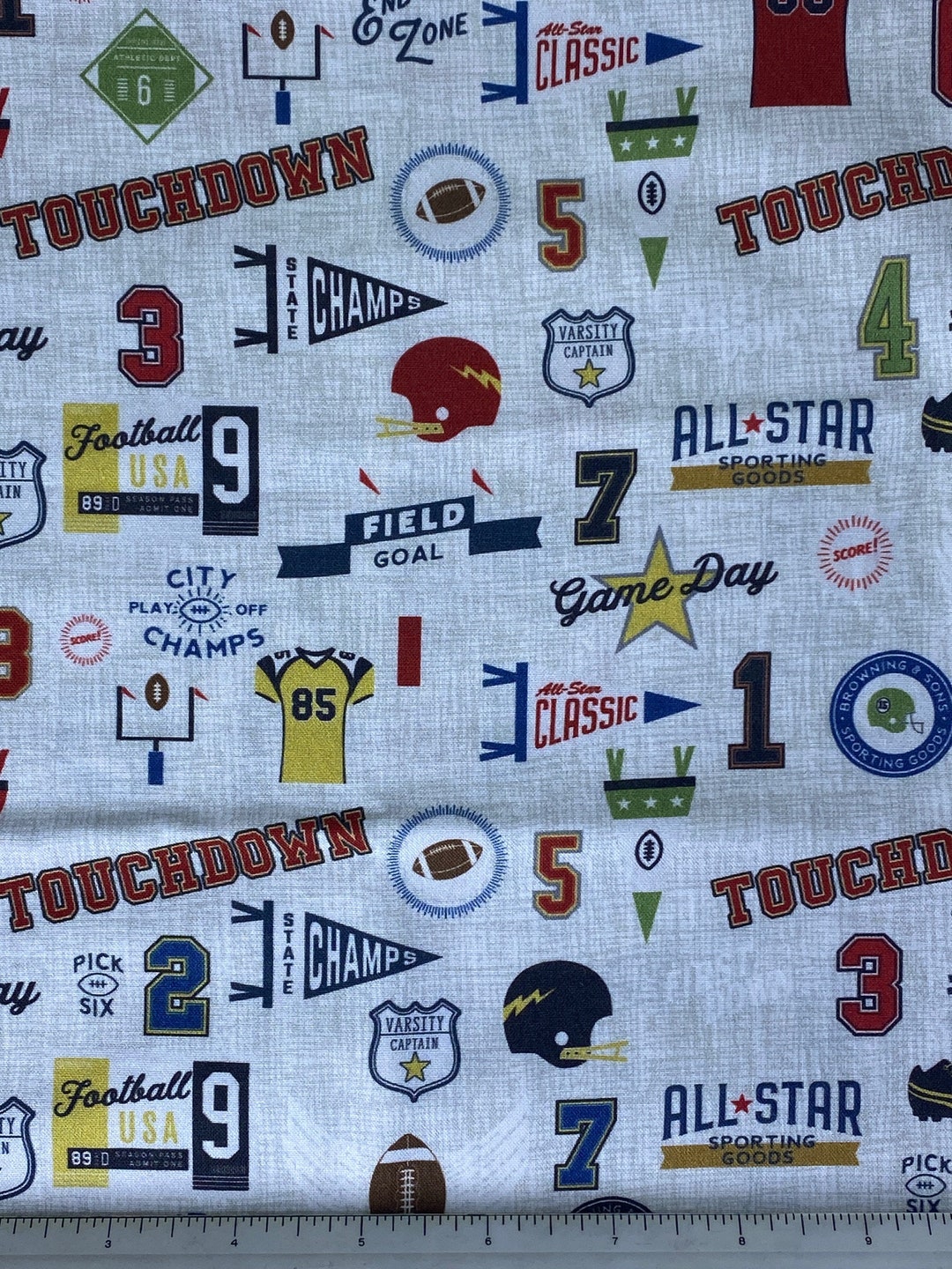 Varsity Football Cotton Fabric Riley Blake by Deena Rutter - Etsy