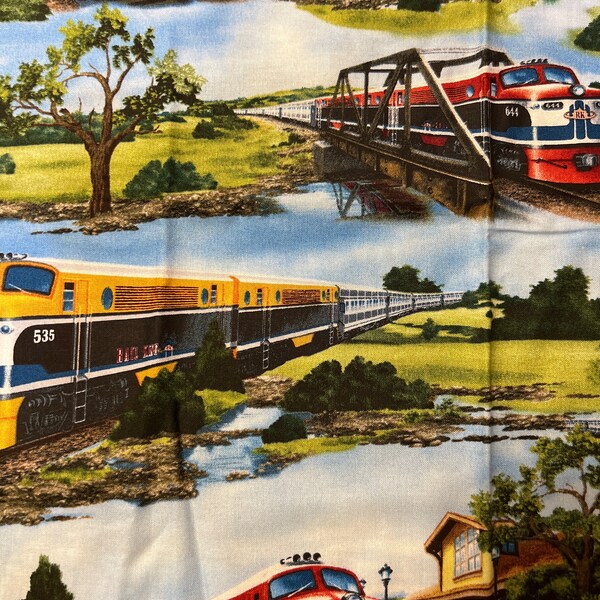 Vintage Trains Fabric - Etsy