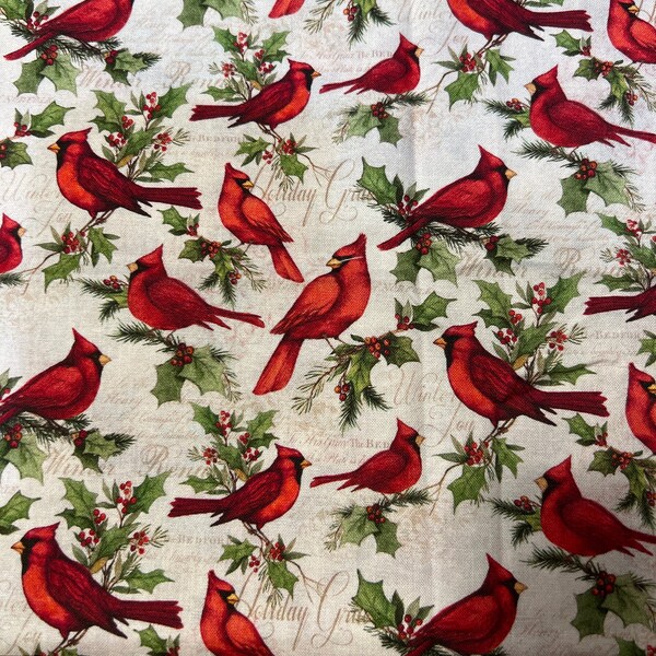 Christmas Cardinals by Susan Winget Fabric - Etsy