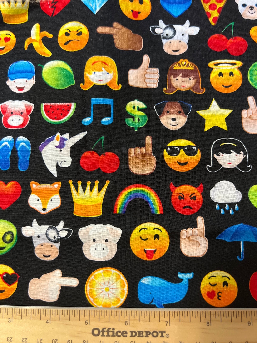 Fabric Emoji Smiley Face Cotton Fabric Colorful Icons on - Etsy