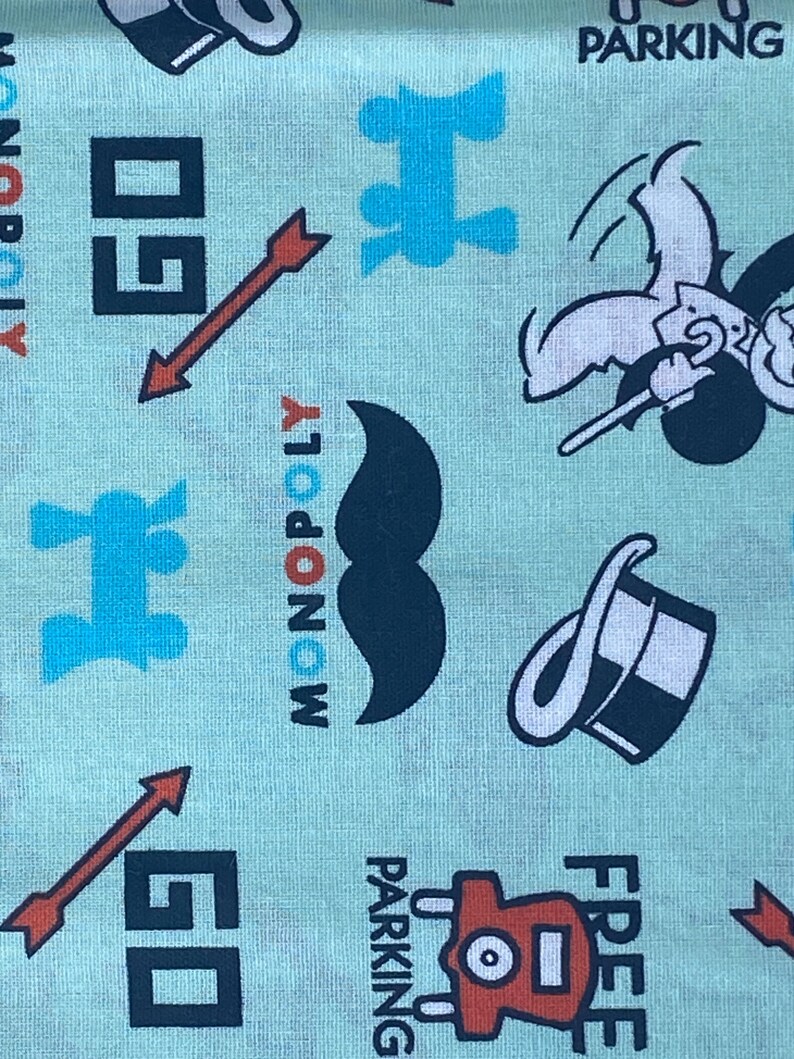 Monopoly Icons, Quilting Cotton, Fabric, Free Parking, Game Board ...