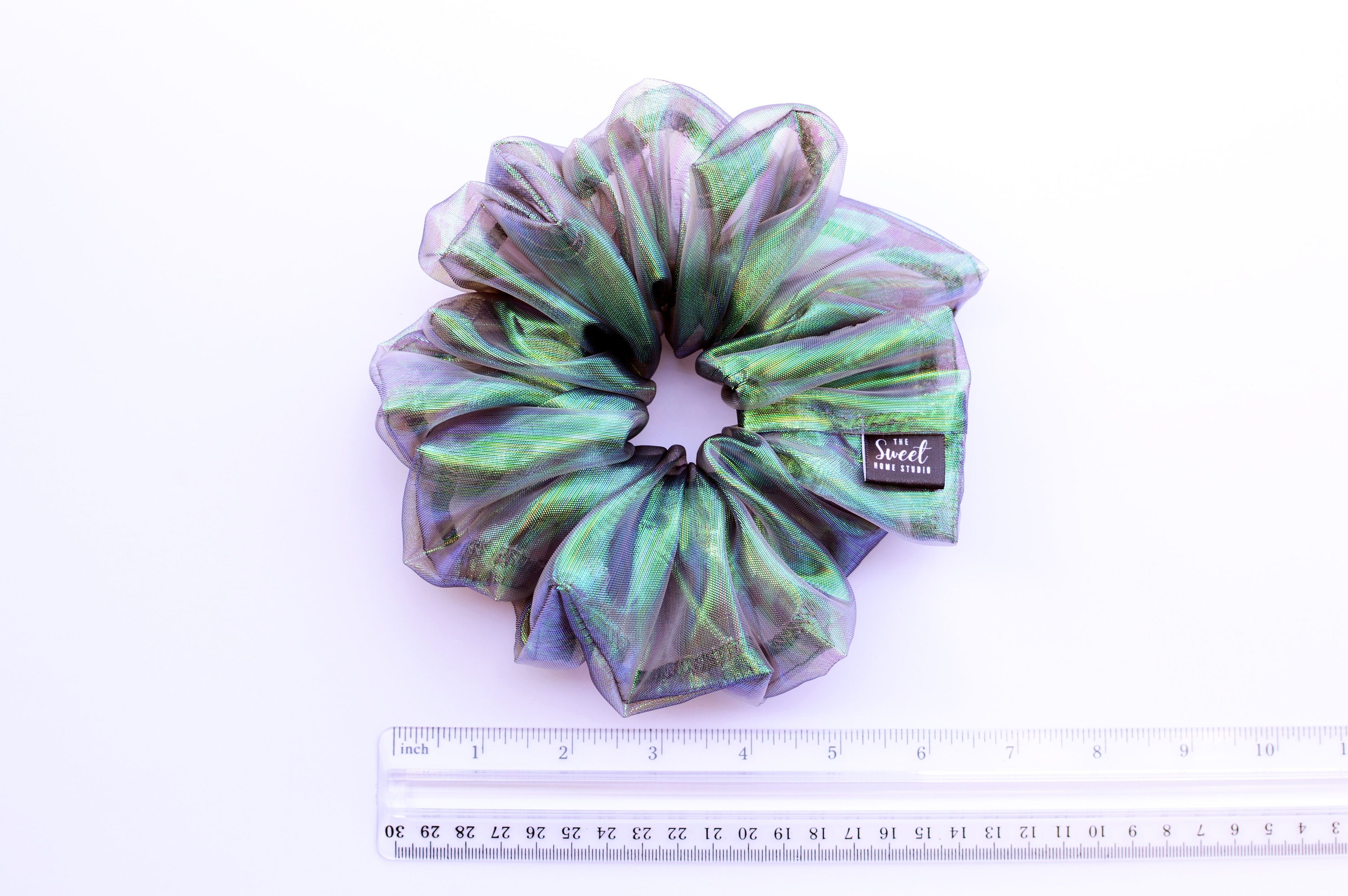 Oversized Iridescent Organza Scrunchie, Extra-large Sheer Blackish ...