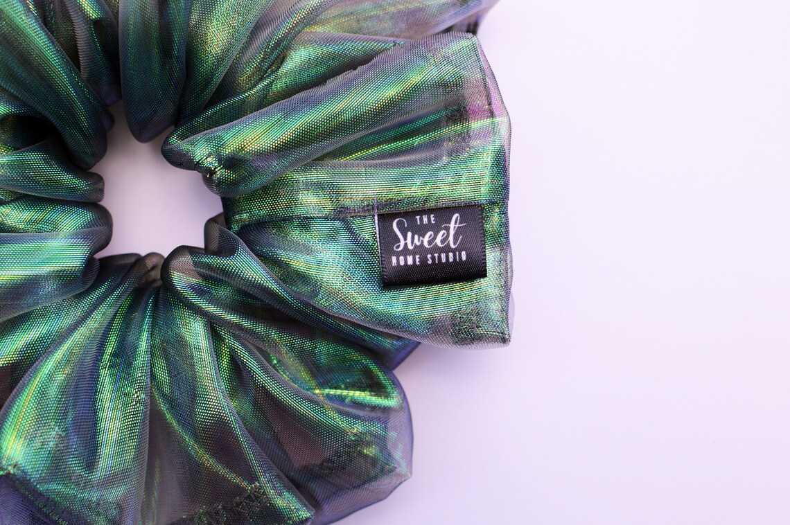 Oversized Iridescent Organza Scrunchie, Extra-large Sheer Blackish ...