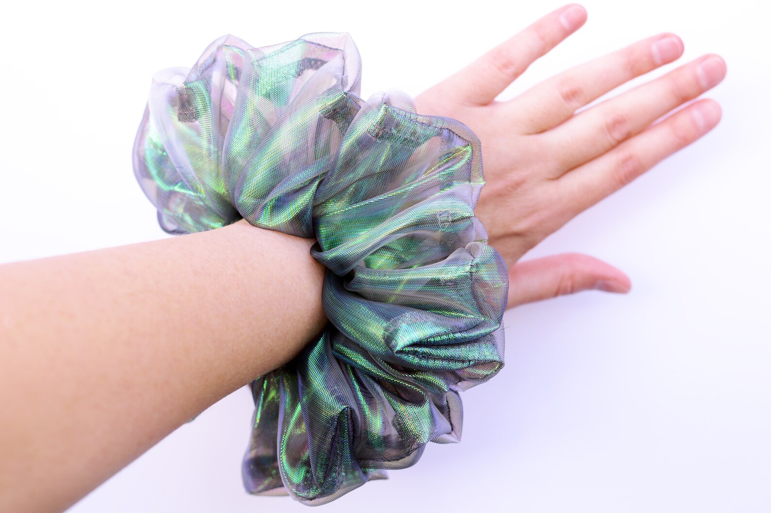 Oversized Iridescent Organza Scrunchie, Extra-large Sheer Blackish ...