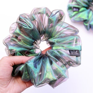 Oversized Iridescent Organza Scrunchie, Extra-large Sheer Blackish ...
